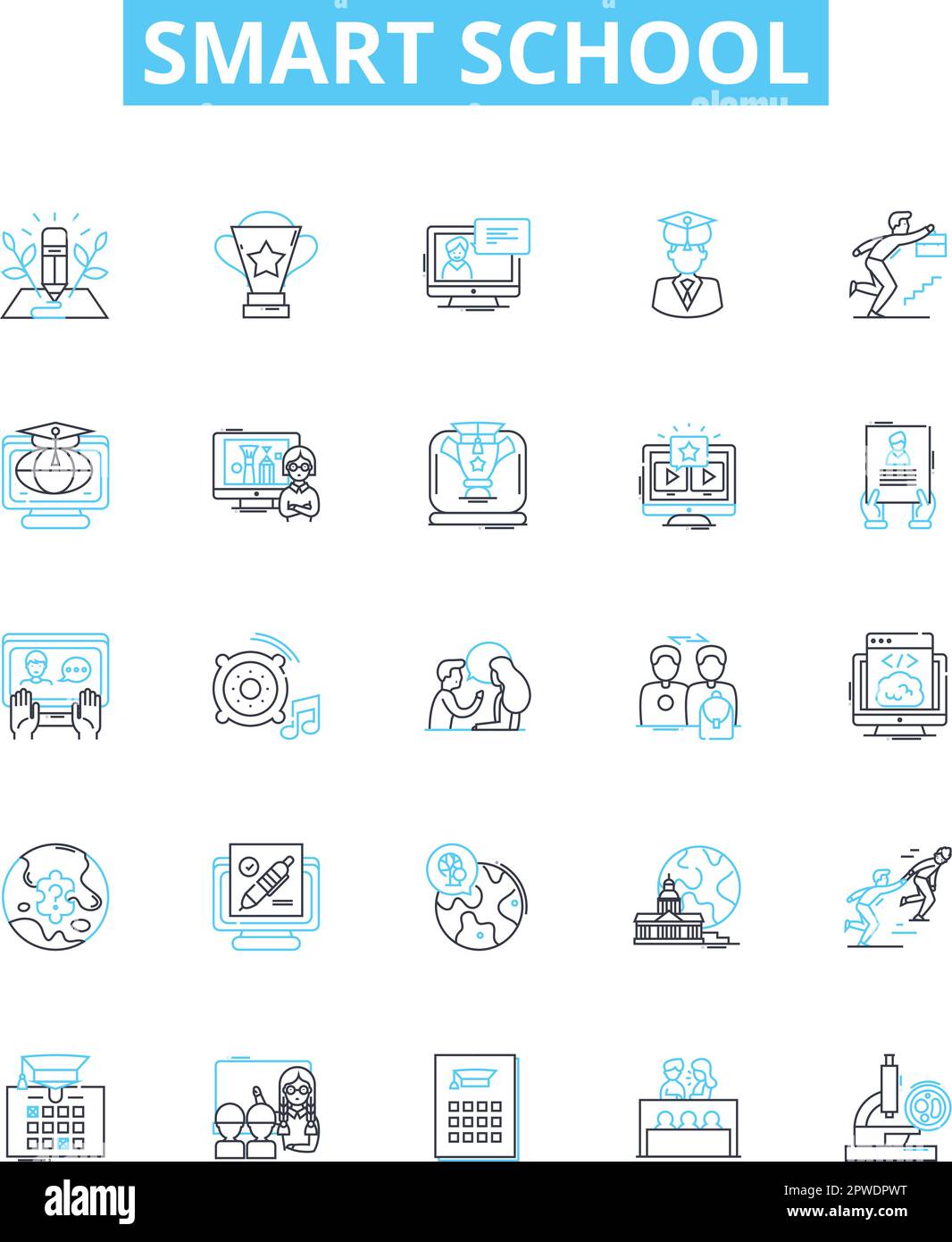 Smart school vector line icons set. Smart, School, Technology, Learn ...