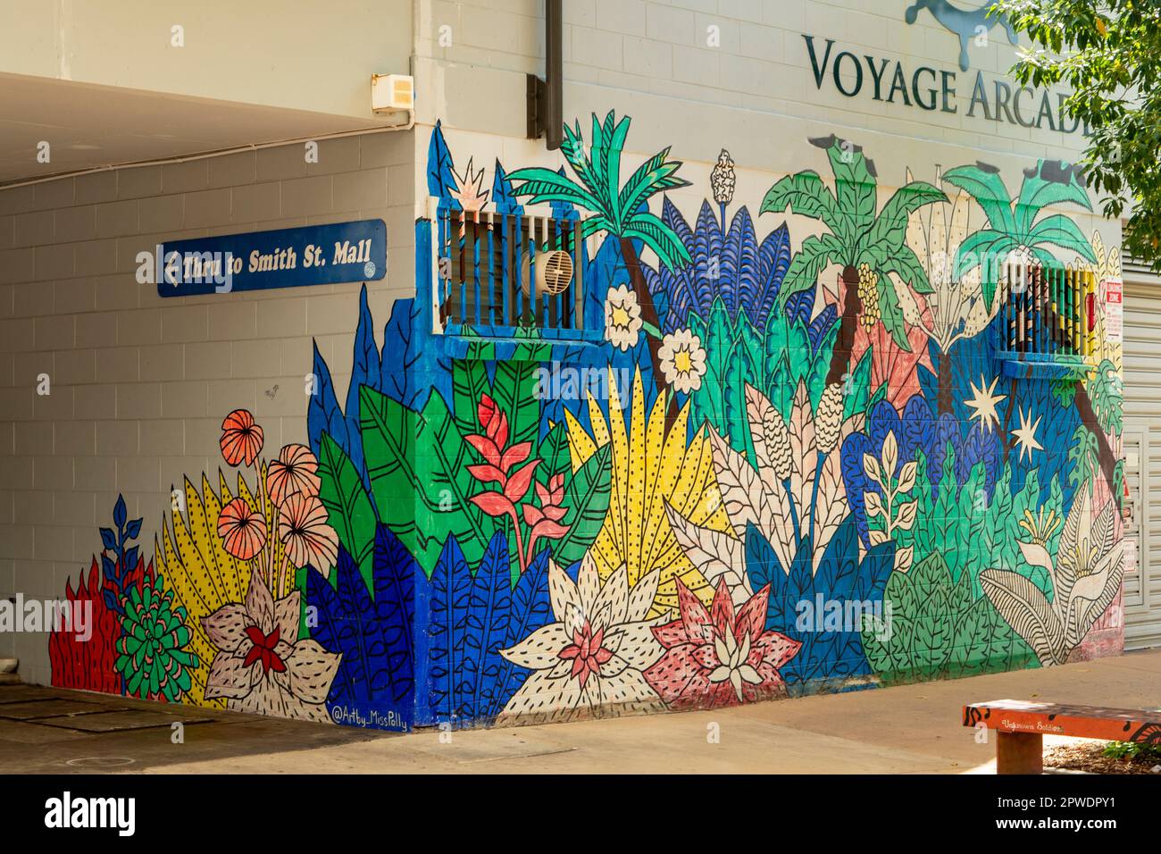 Stylised Flowers Street Art by Miss Polly, Darwin, NT, Australia Stock ...