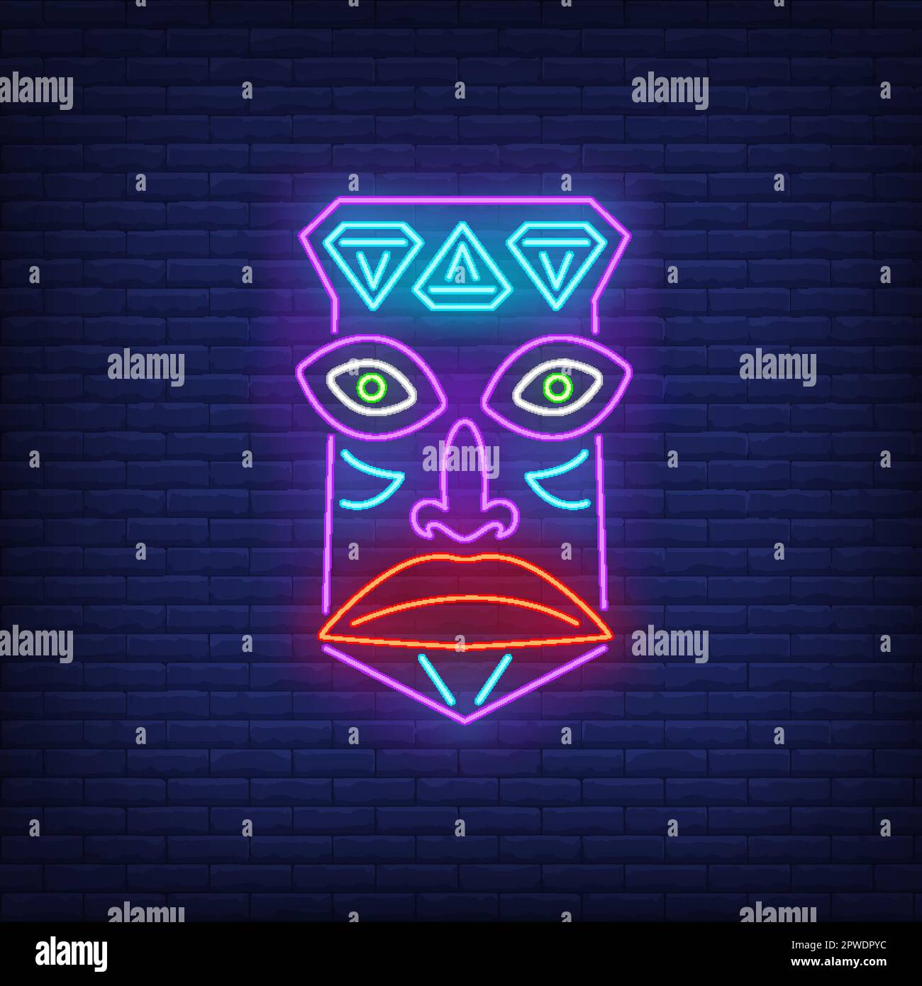 Tribal mask neon sign Stock Vector Image & Art - Alamy