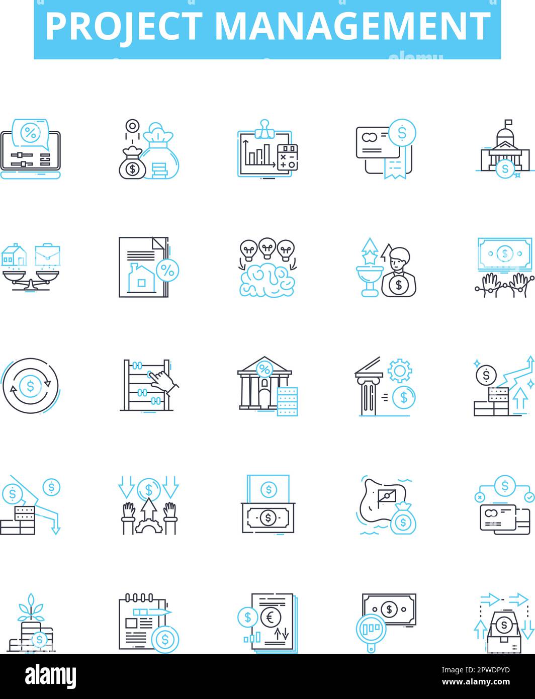 Project management vector line icons set. Planning, Managing ... Project management vector line icons set. Planning, Managing ...