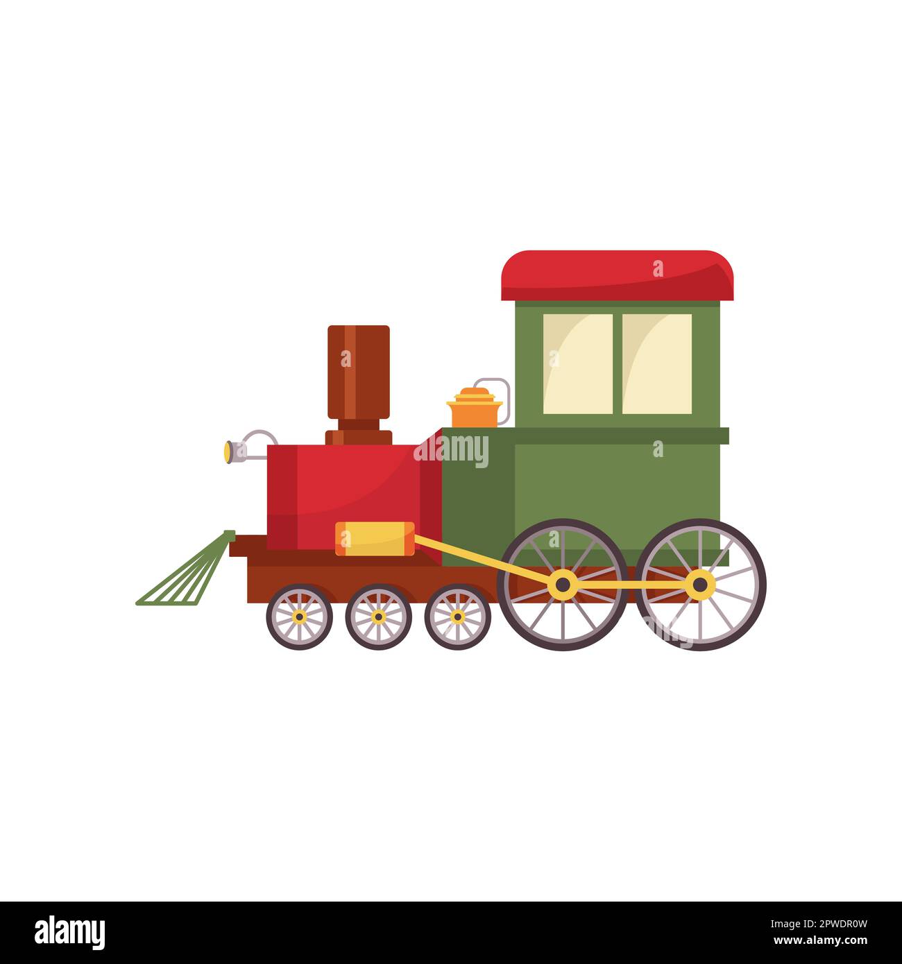 Green and red vintage locomotive cartoon illustration Stock Vector ...