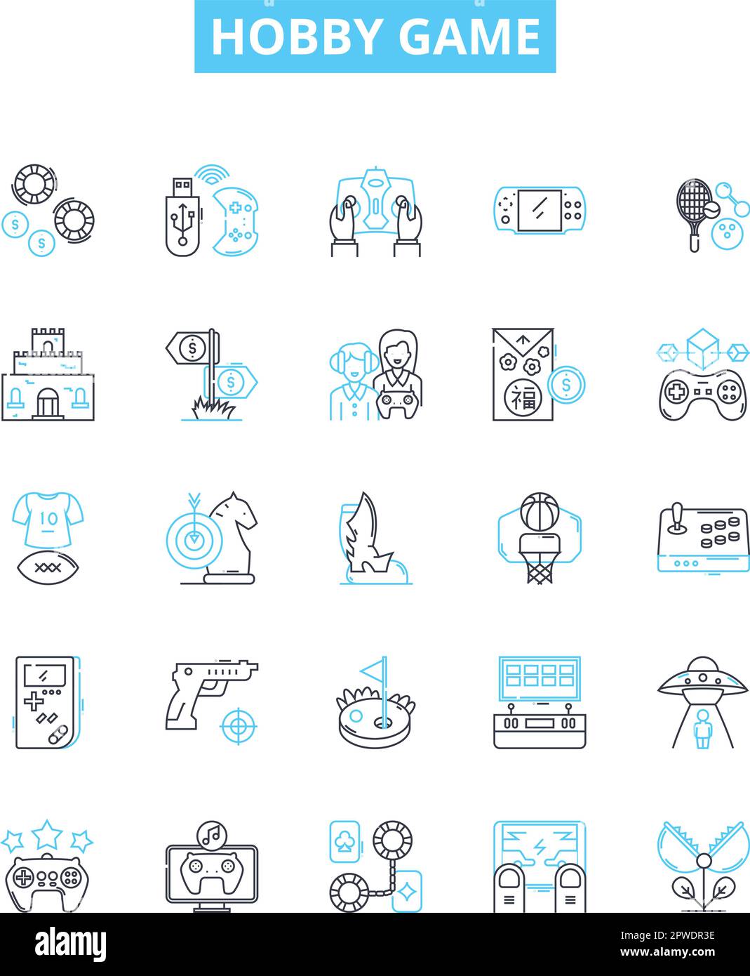 Hobby game vector line icons set. Gaming, Tabletop, Role-Playing ...