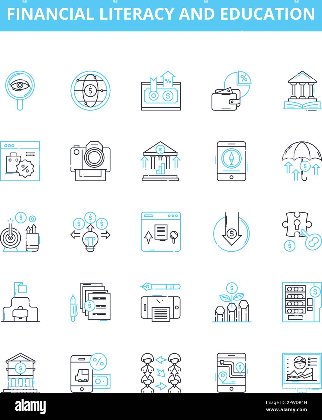 Financial literacy and education vector line icons set. Financial ... Financial literacy and education vector line icons set. Financial ...