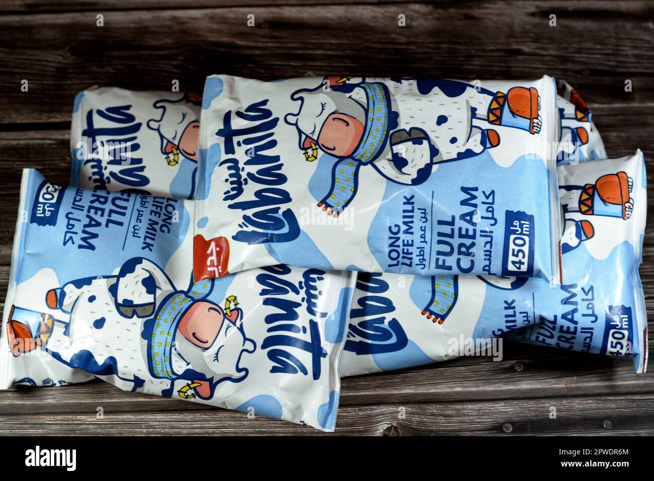 Cairo, Egypt, April 28 2023: Labanita full cream fresh cow's milk ...