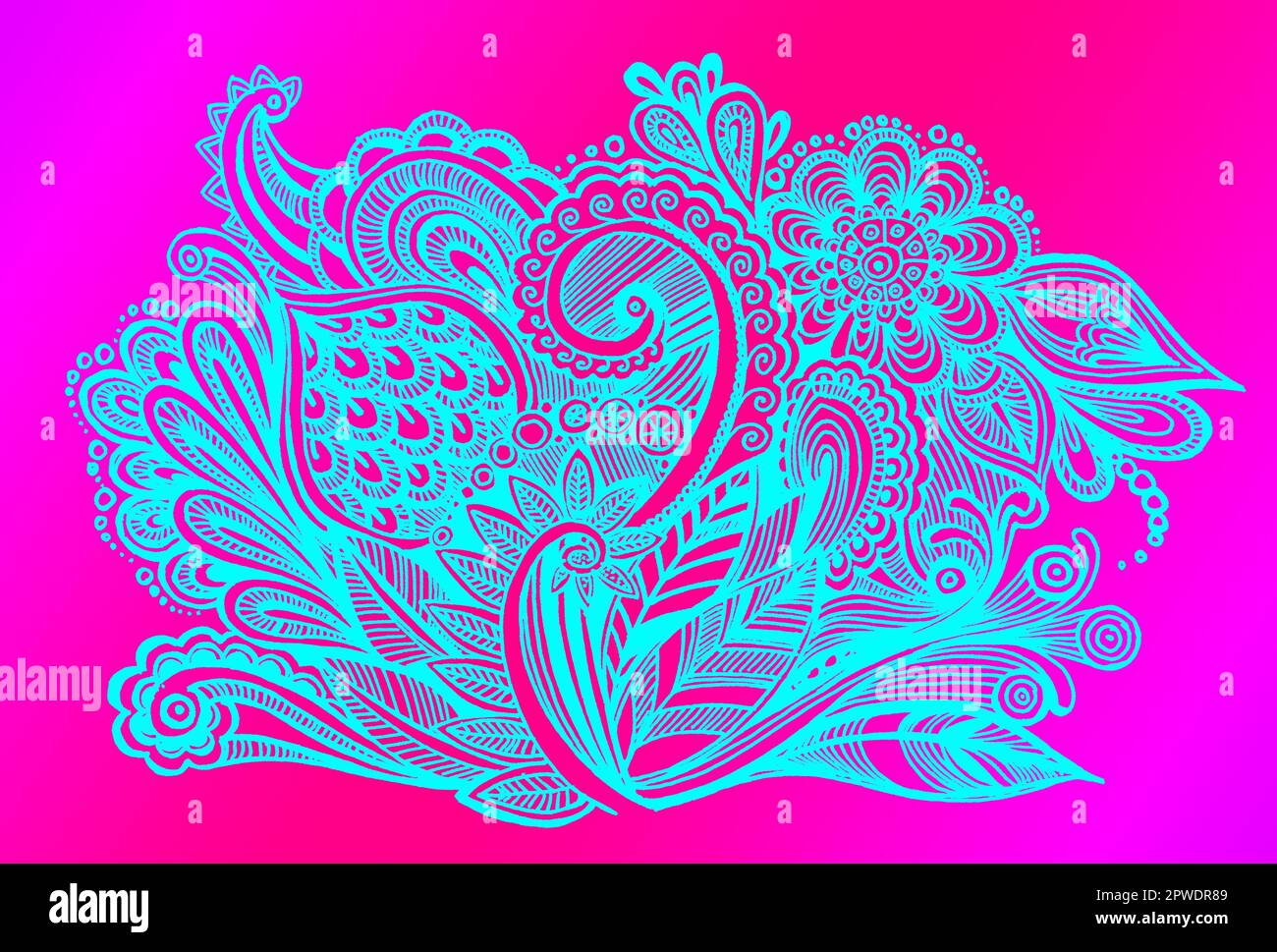 Hand draw seamless floral ornament background doodling for textil ...