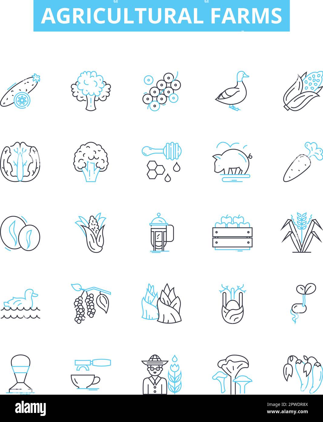 Agricultural farms vector line icons set. Farms, Agriculture, Crops, Cultivation, Plantations ...