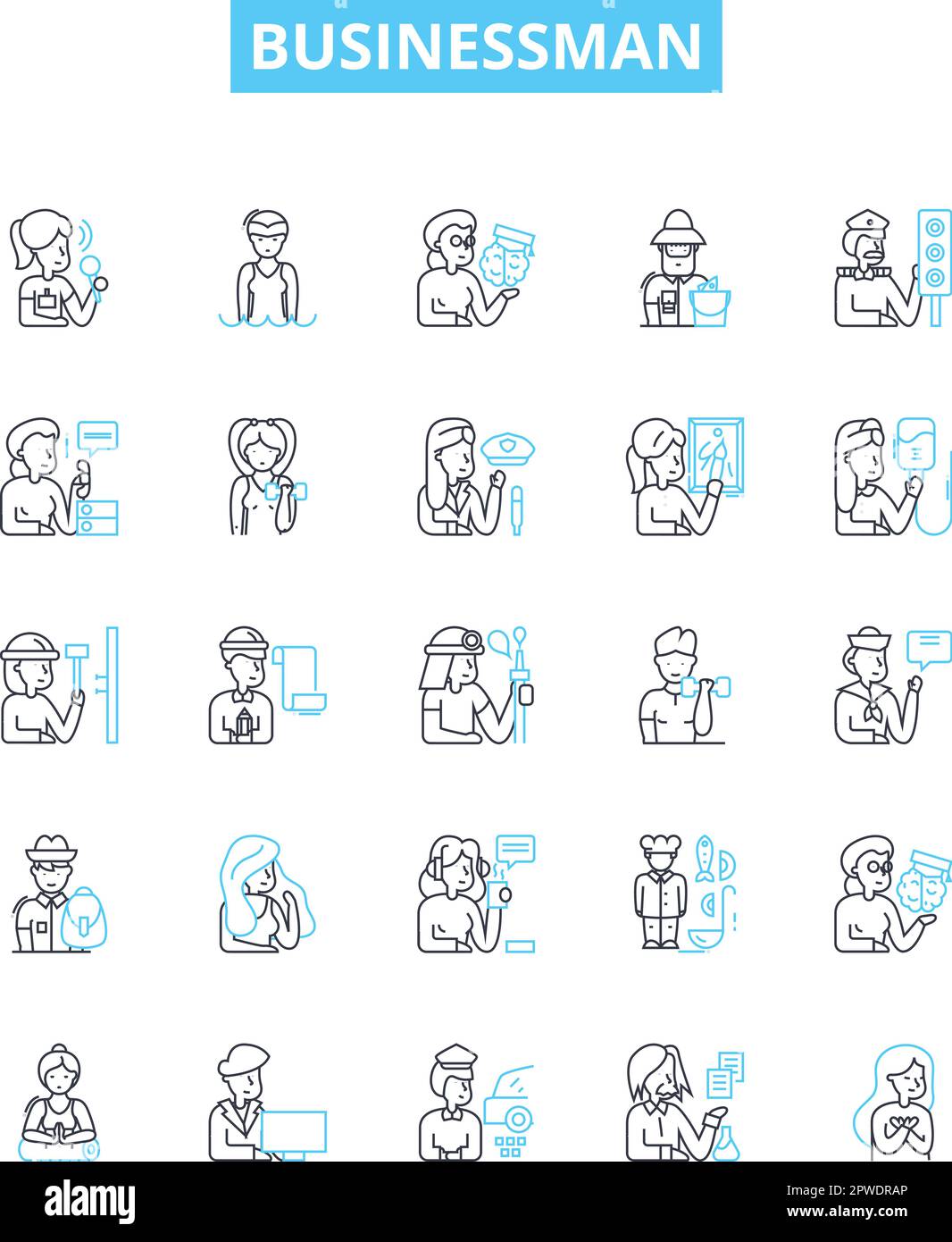 Businessman vector line icons set. Entrepreneur, Executive, CEO ...