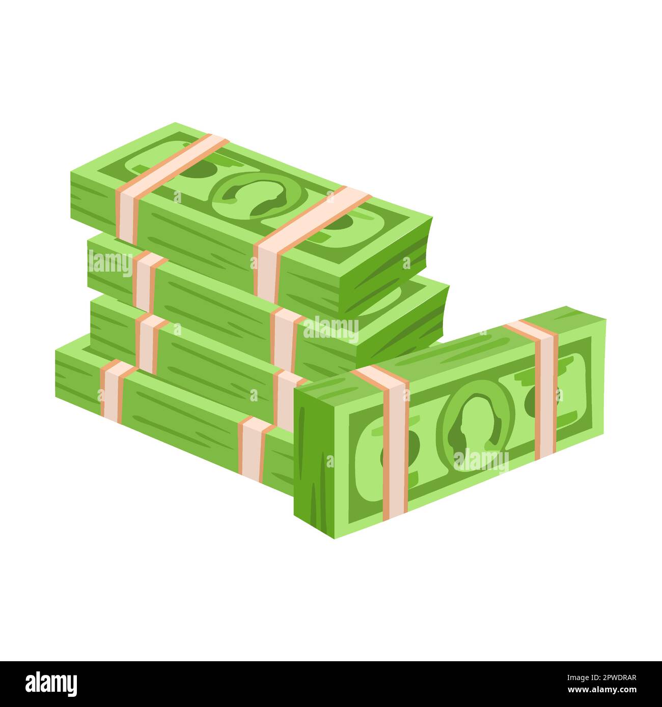 stack of green money cartoon illustration. Heap of cash, pile of green ...