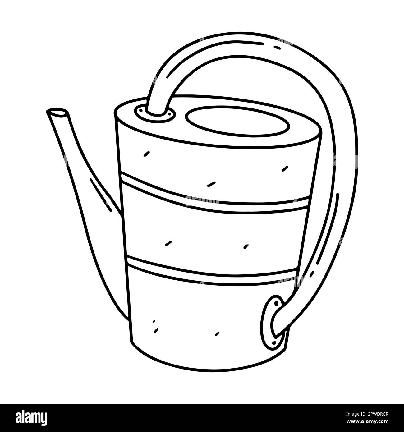 Watering can in hand drawn doodle style. Vector illustration isolated ...