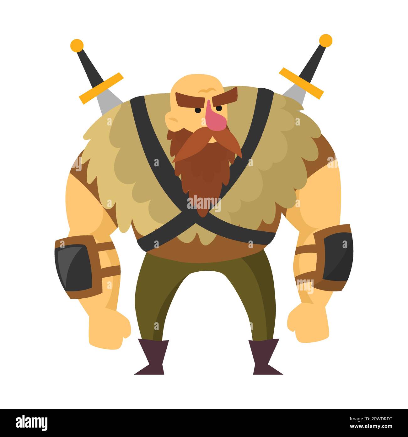 Giant Computer games heroe cartoon vector illustration. Viking, warrior ...