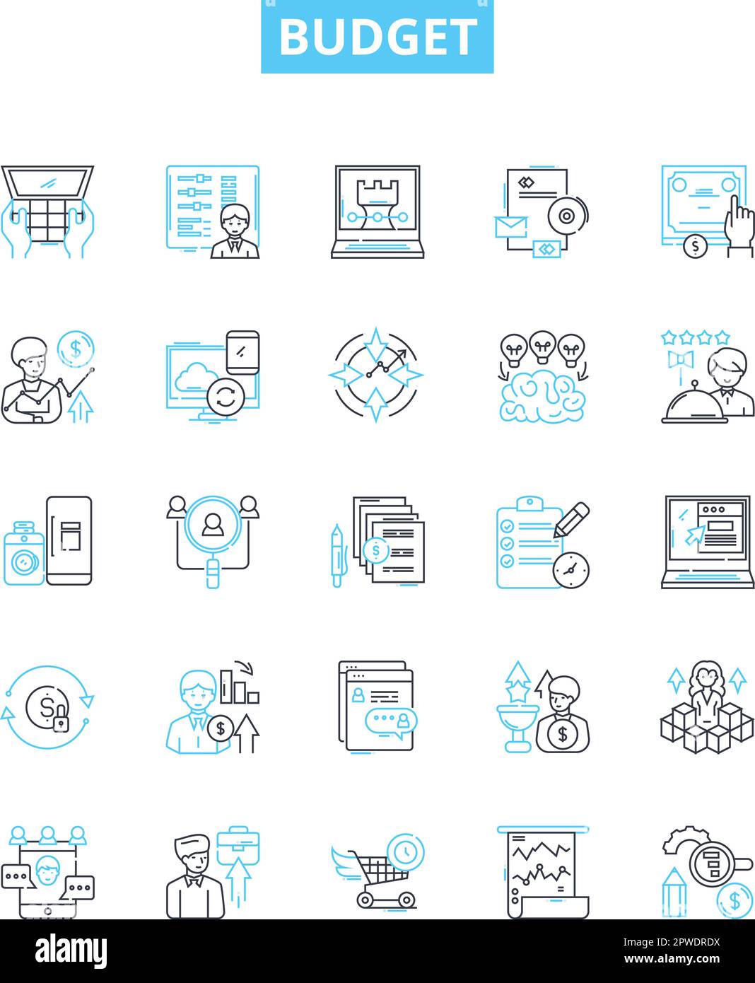 Budget Vector Line Icons Set Budget Finances Costs Spendings Allotment Outlay Allowance