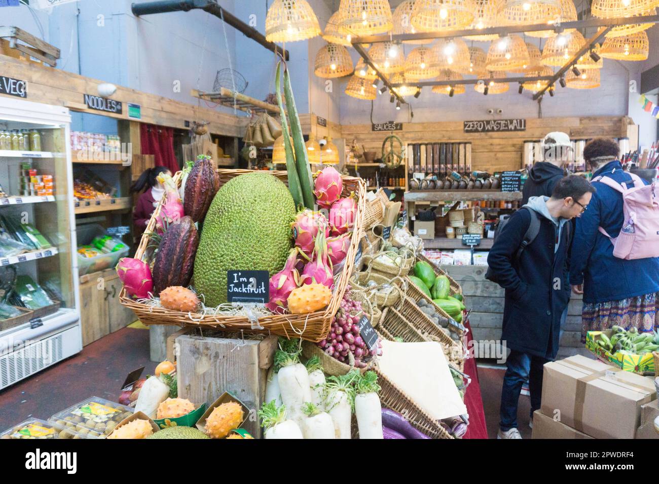 Food stores display their fresh produce at Borough Market, London, UK ...