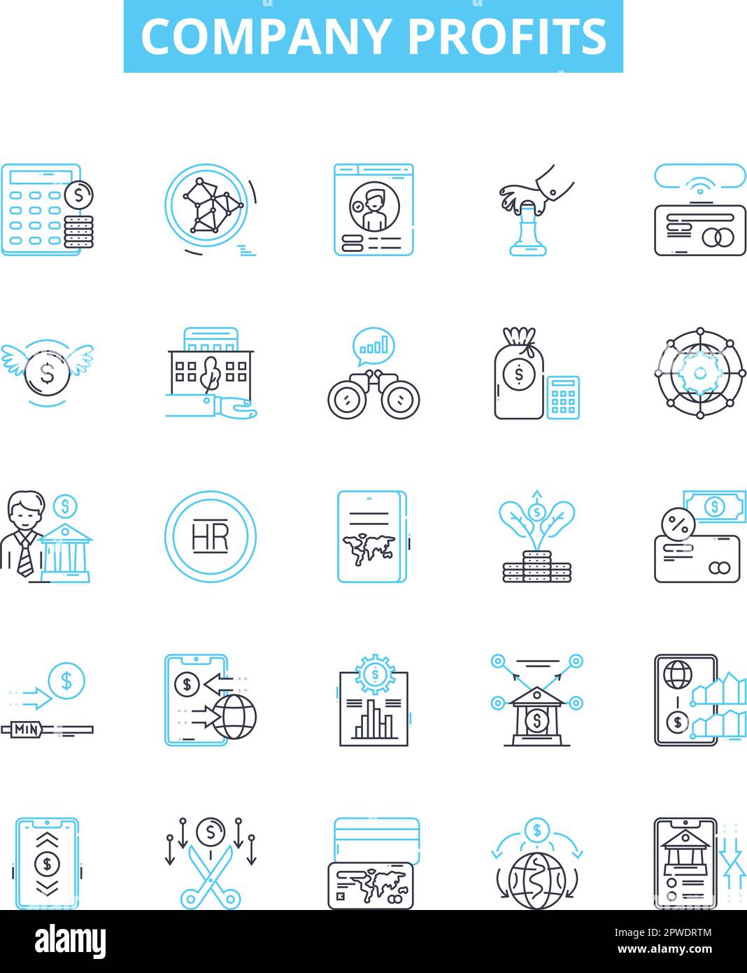 Company profits vector line icons set. Profit, Revenue, Gains, Benefit ...