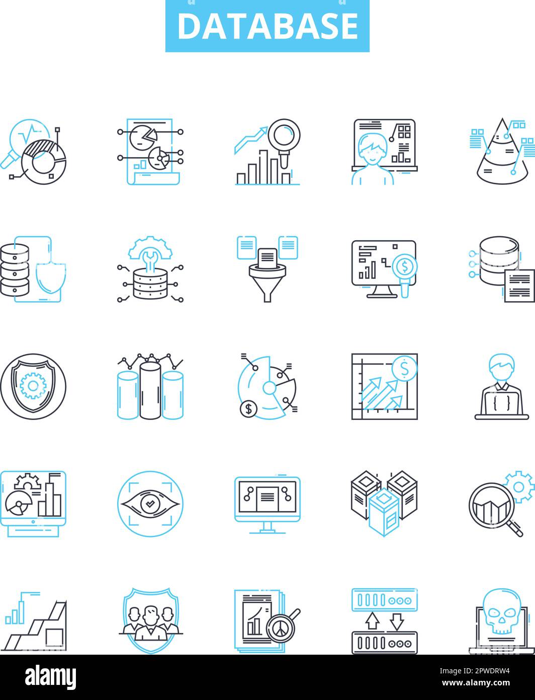 Database Vector Line Icons Set Database Sql Mysql Oracle Access Mongodb Postgresql
