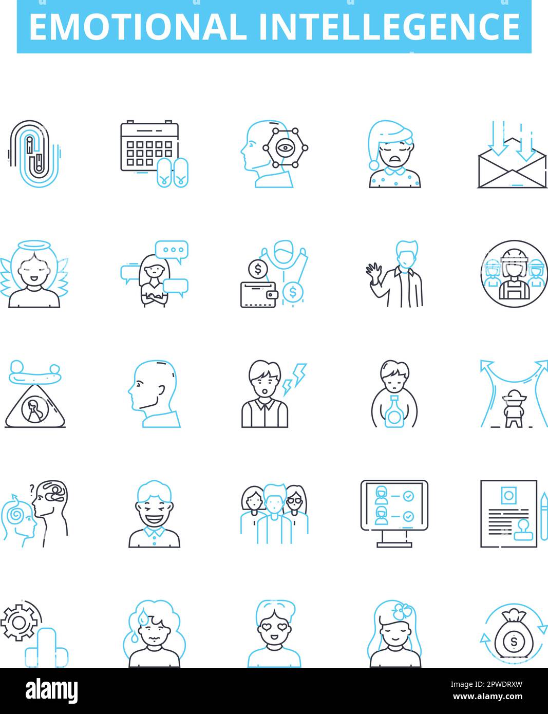 Emotional intellegence vector line icons set. Self-awareness, Empathy ...