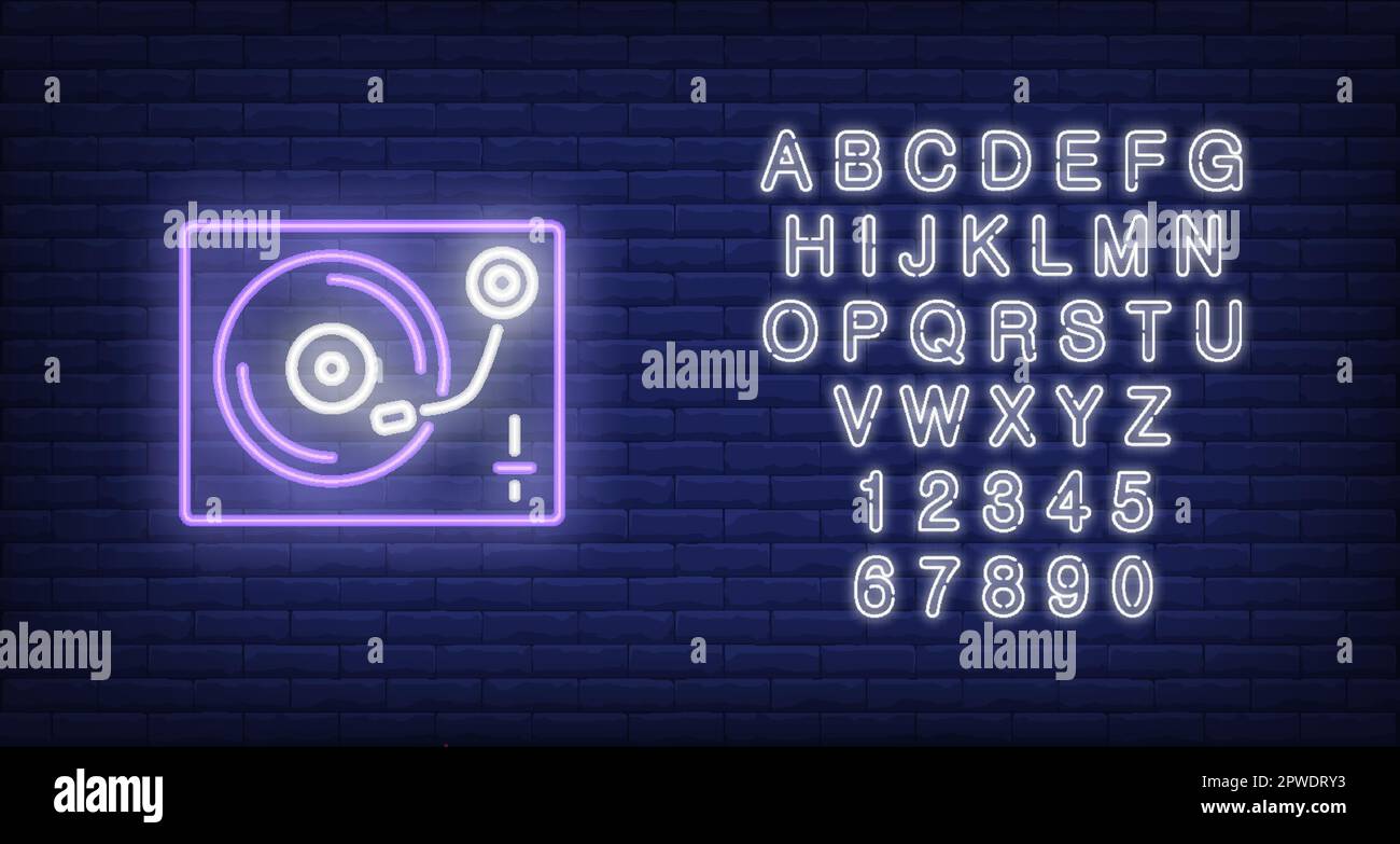 Vinyl record player neon sign Stock Vector Image & Art - Alamy