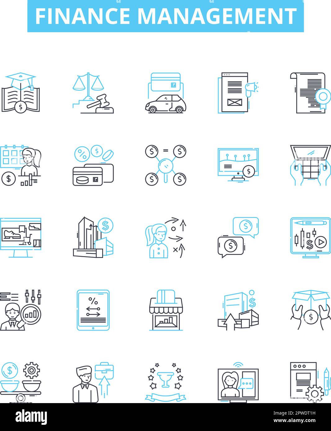 Finance management vector line icons set. finance, management ...