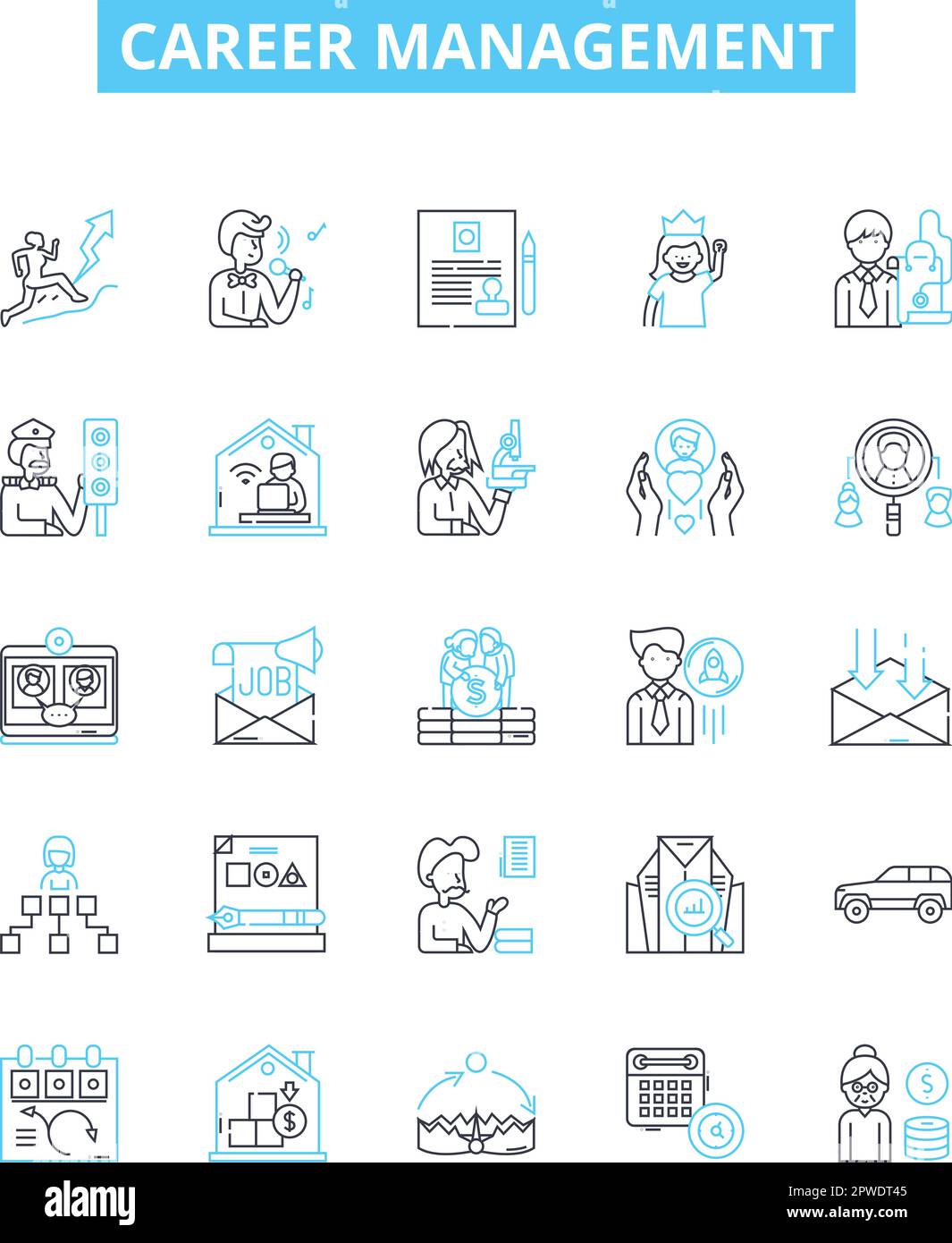 career management vector line icons set. Job, Search, Training ...