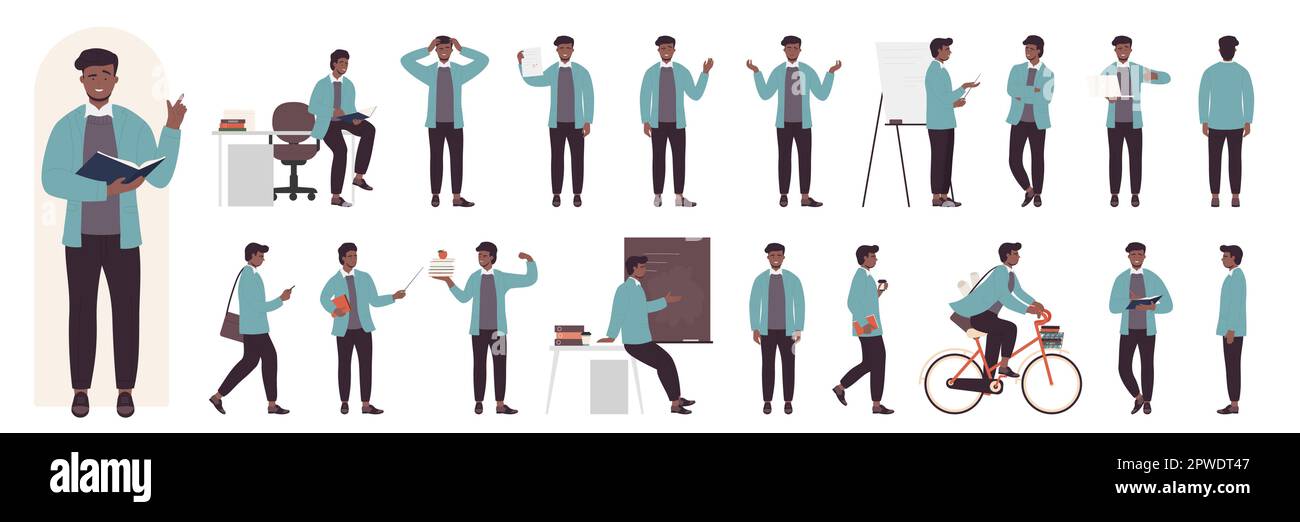 Cartoon man with beard standing, thinking, teaching, professor with ...