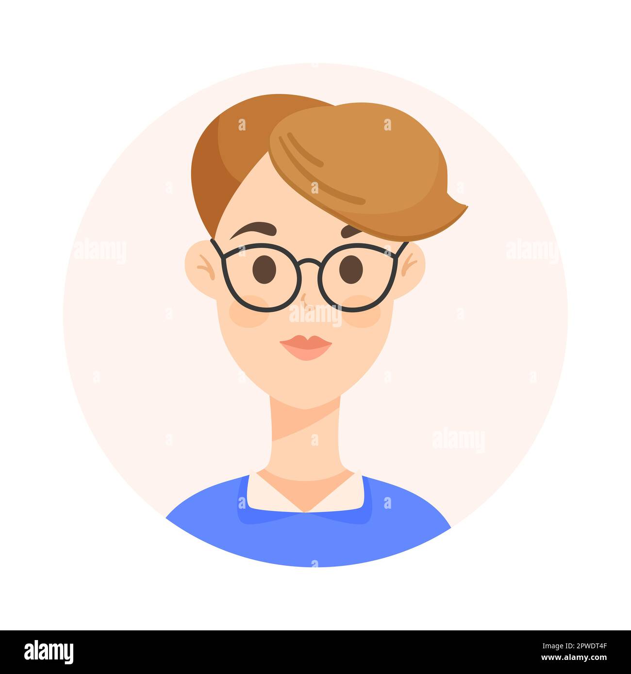 Short-haired girl wearing glasses avatar cartoon illustration Stock ...