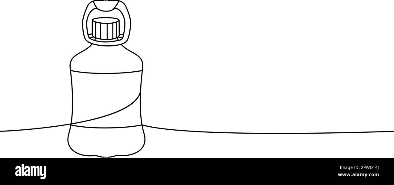 Plastic bottle with handle one line continuous drawing. Empty glass or ...