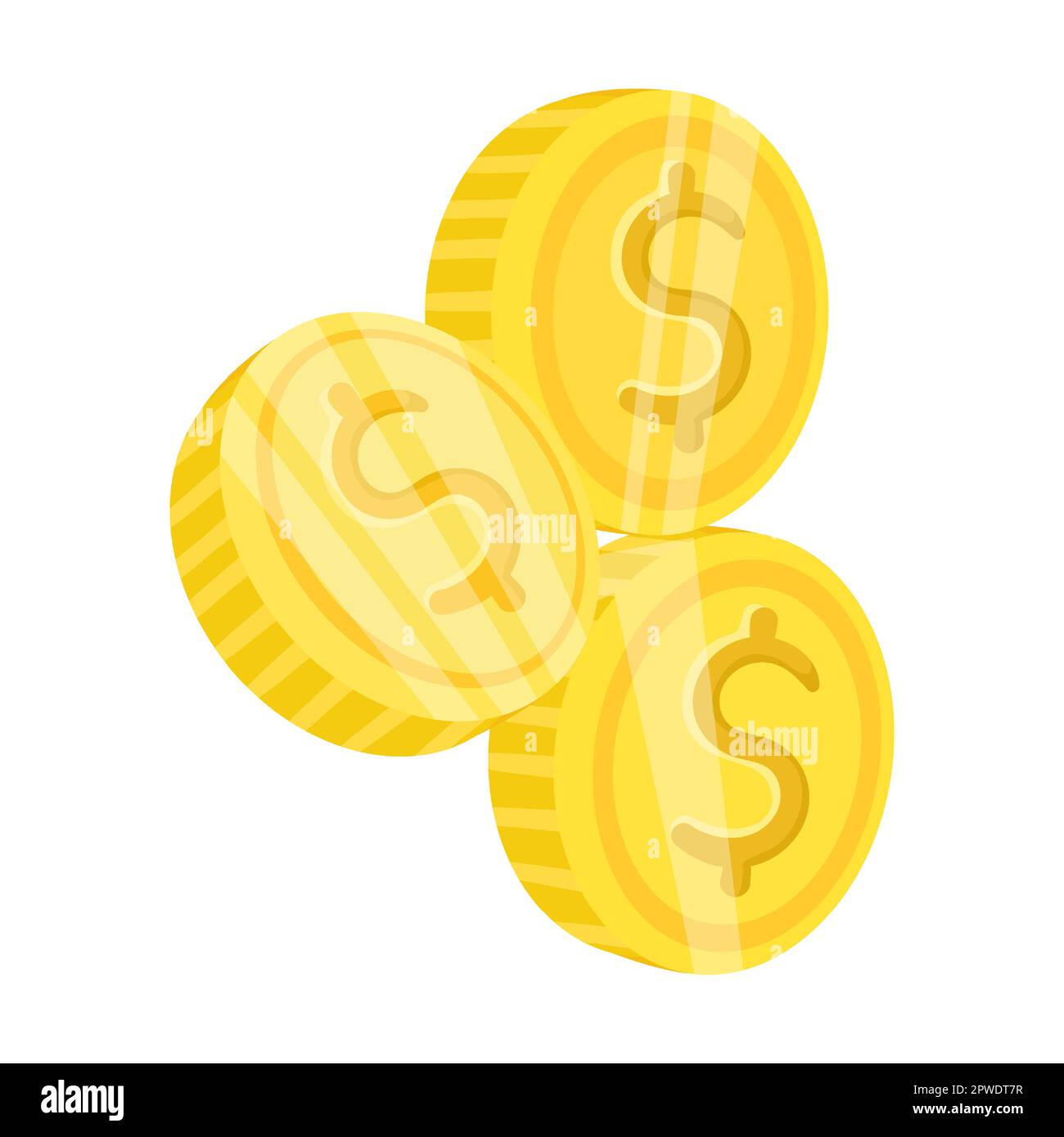 Gold coins cartoon illustration. Heap of cash, pile of green banknotes ...