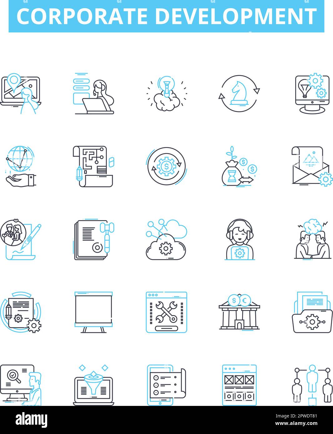 Corporate development vector line icons set. Corporate, development ... Corporate development vector line icons set. Corporate, development ...