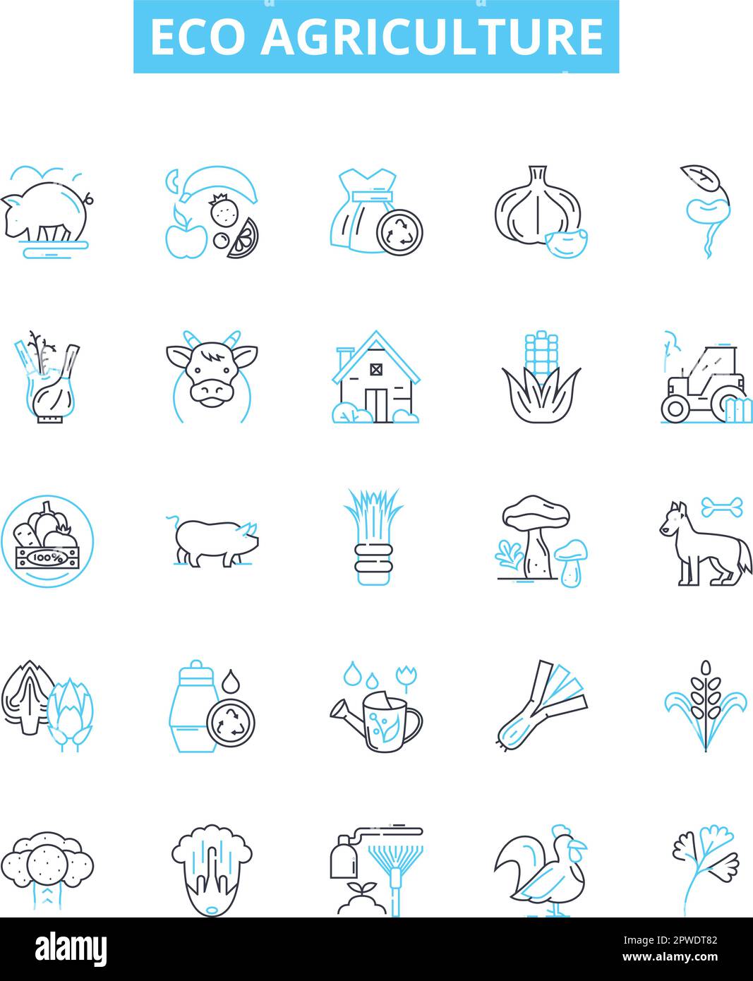 Eco agriculture vector line icons set. Organic, Sustainable, Renewable ...