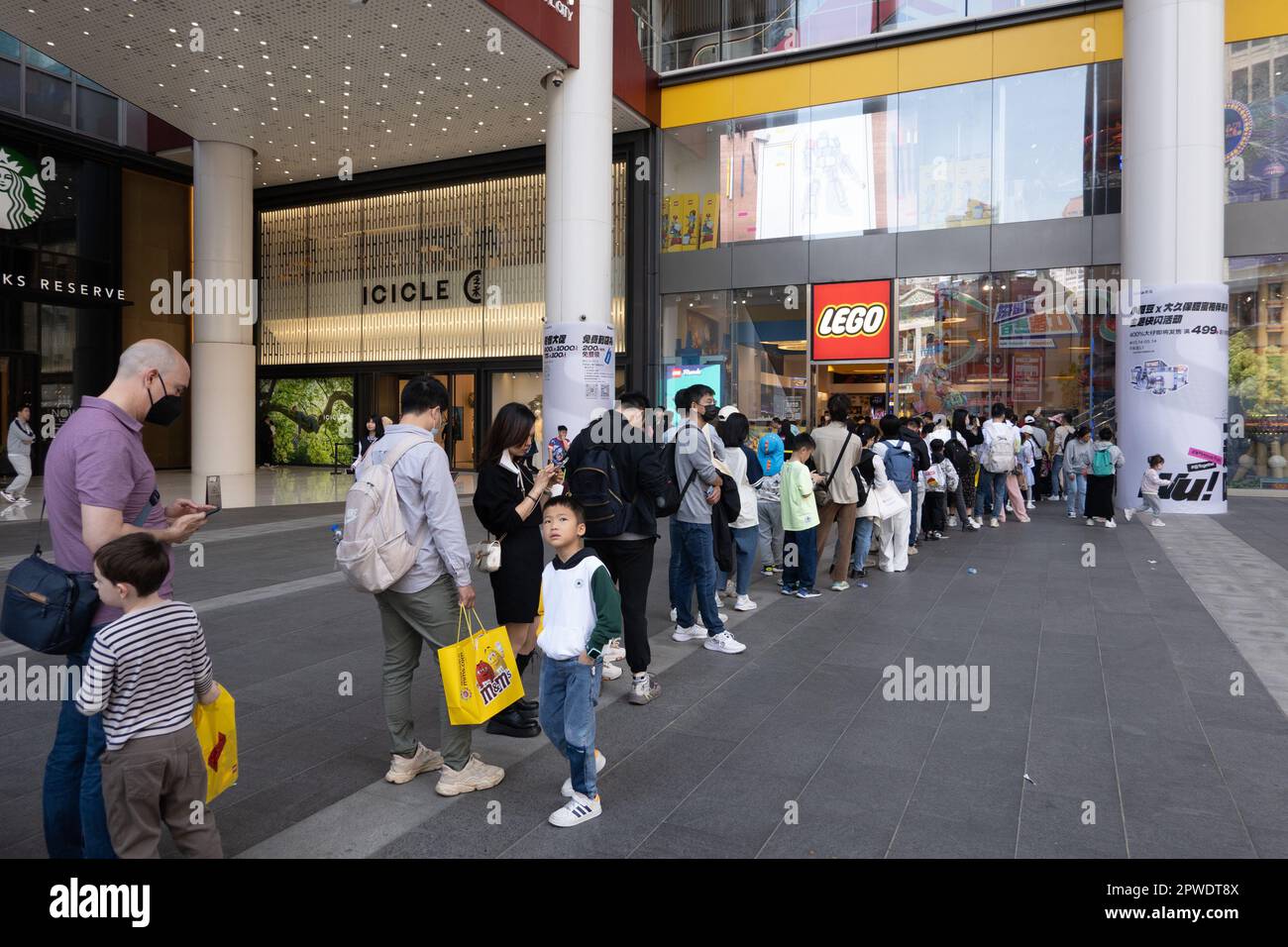 SHANGHAI, CHINA - APRIL 30, 2023 - Customers line up in front of the ...