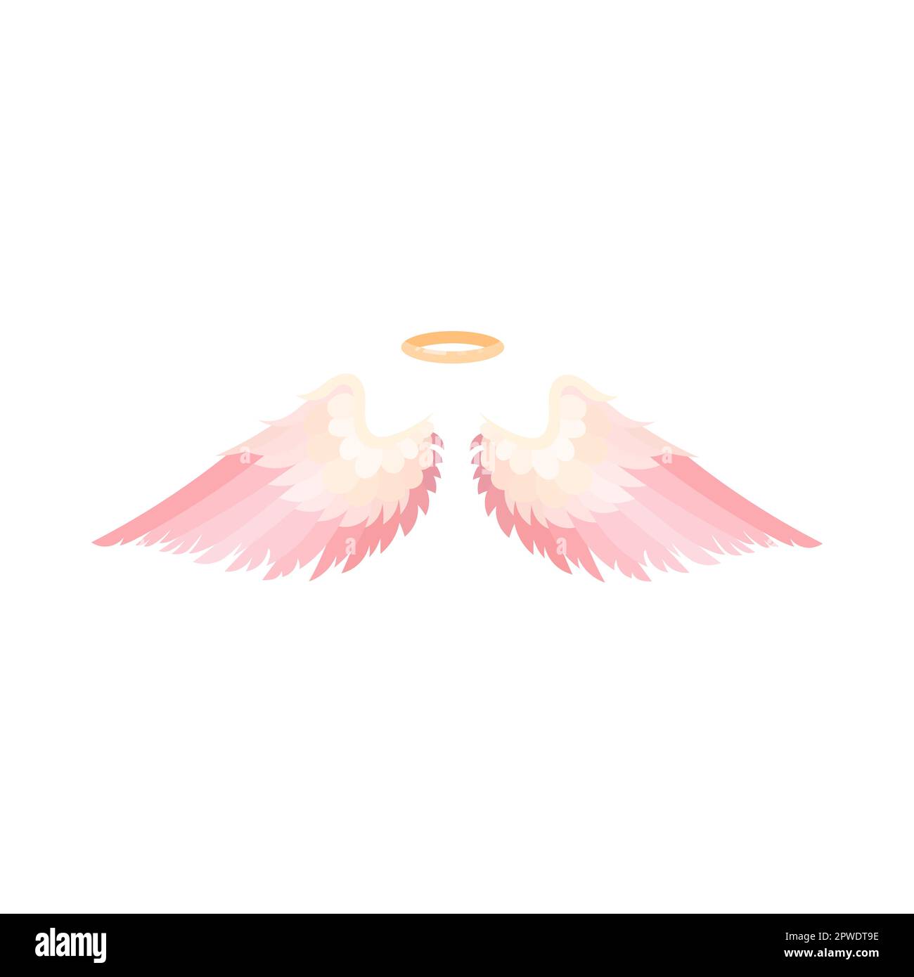Big pink wings and halo flat vector illustration Stock Vector Image ...