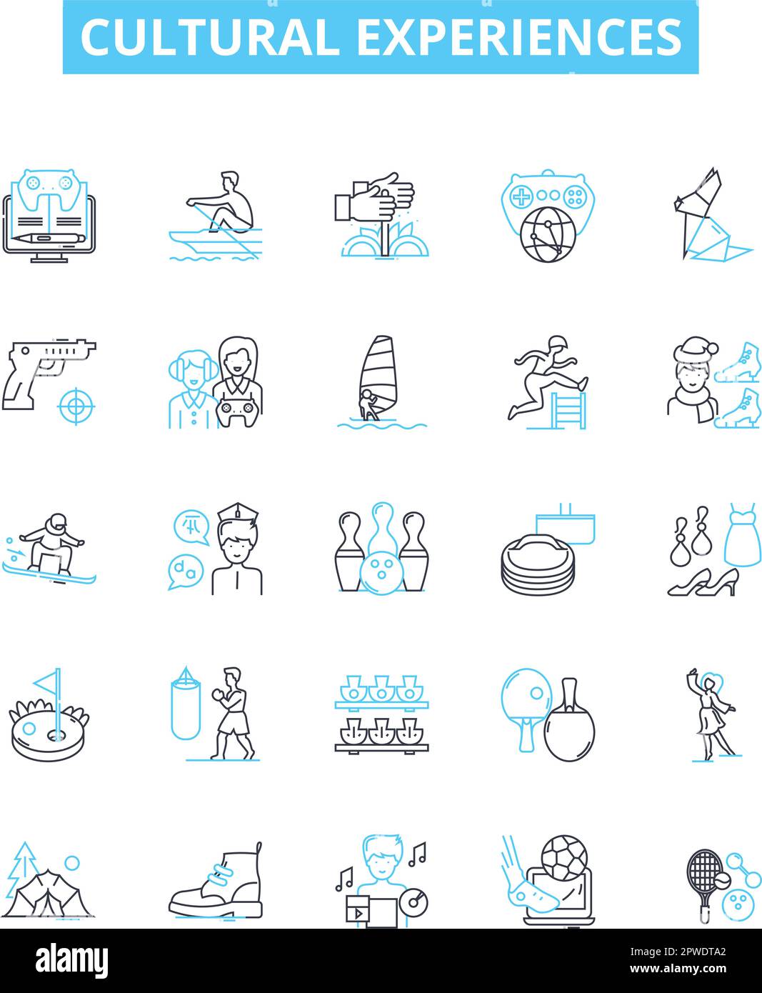 Cultural experiences vector line icons set. Heritage, Art, Music ...