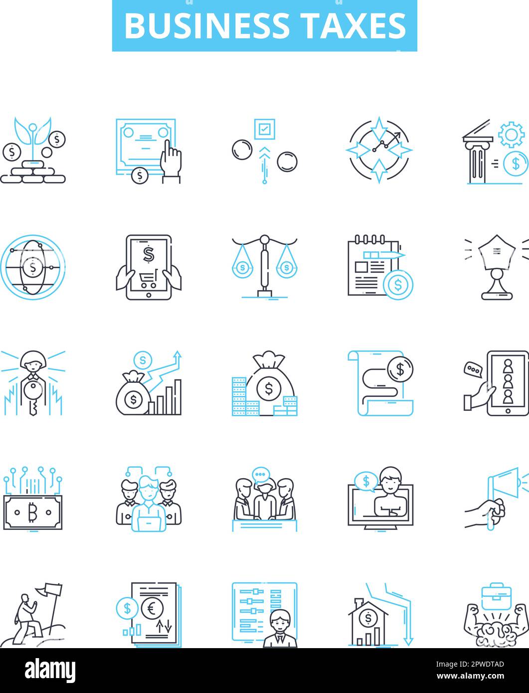 Business taxes vector line icons set. Taxes, Business, Filing ... Business taxes vector line icons set. Taxes, Business, Filing ...