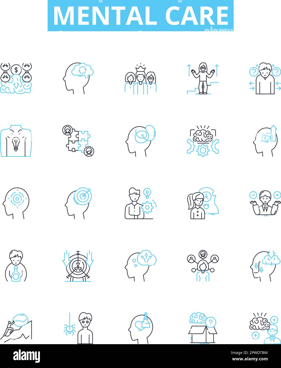Mental care vector line icons set. Mental, care, therapy, health ...