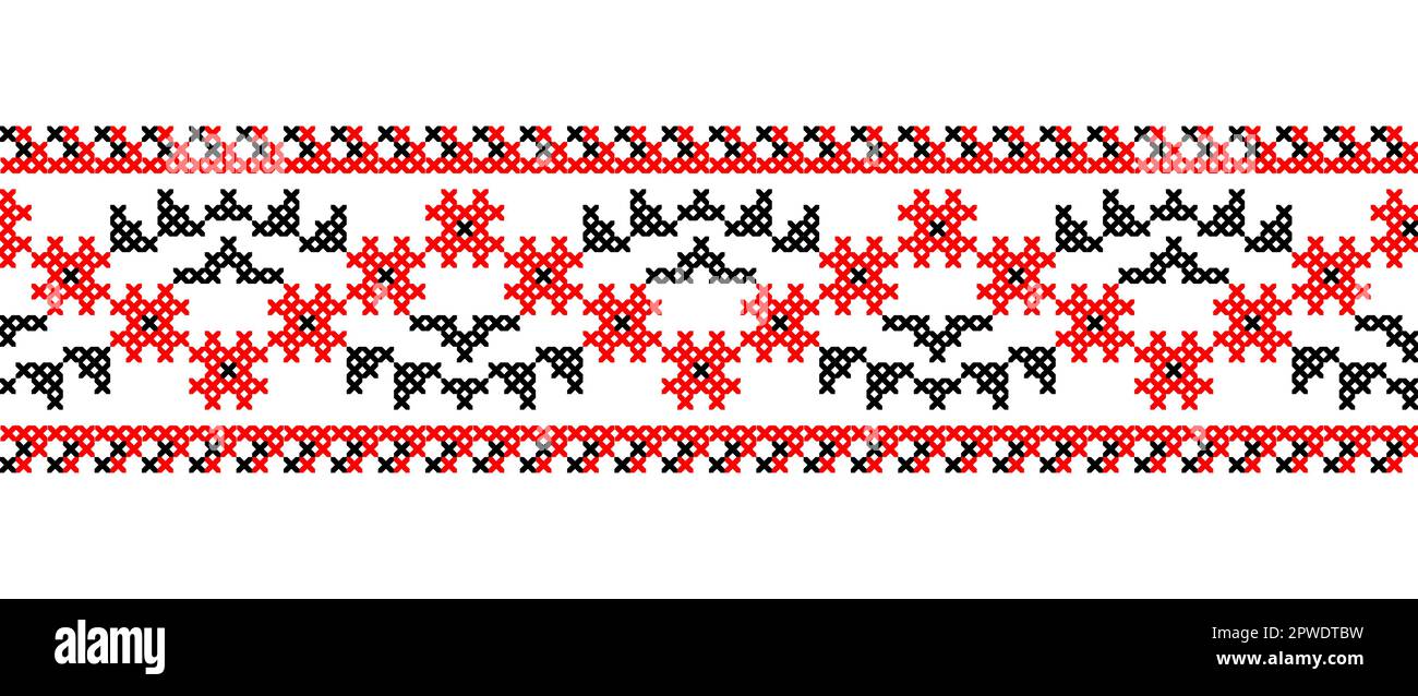 Ukrainian simple floral pattern in red and black colors. Vector ...