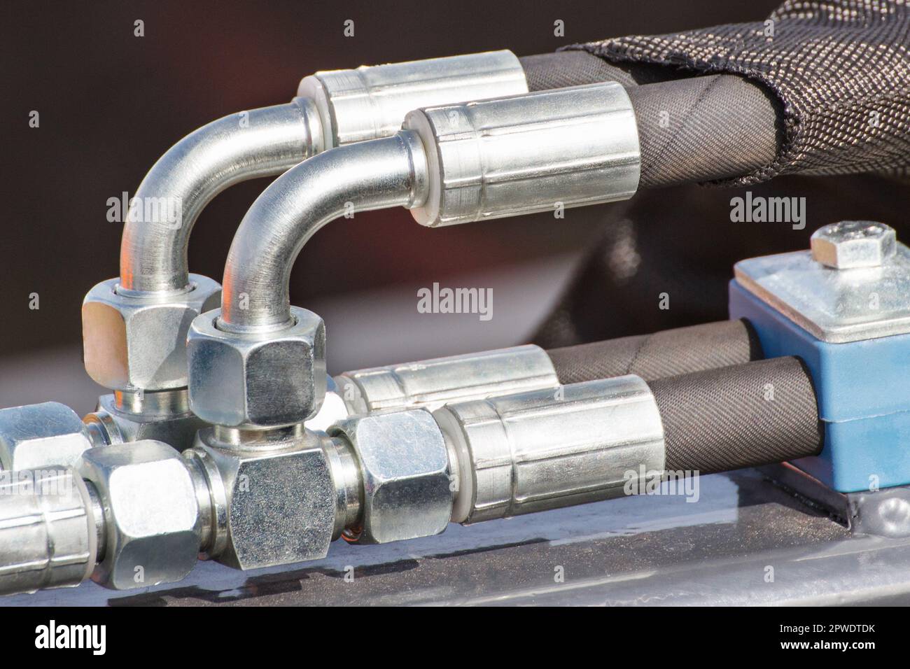 Detail and part of industrial hydraulic or pneumatic machine. Hydraulic ...