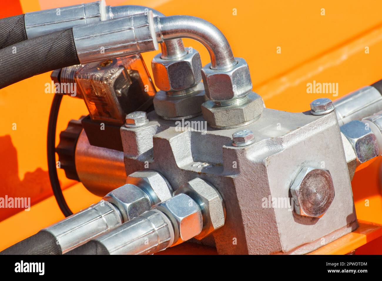 Detail and part of industrial hydraulic or pneumatic machine. Hydraulic ...