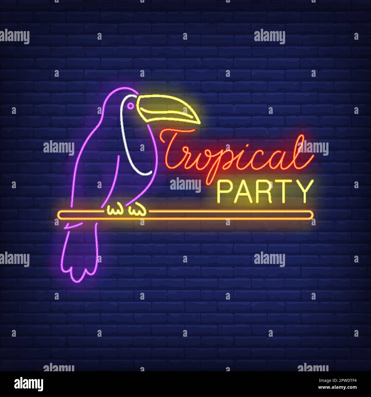 Tropical party neon text with exotic bird Stock Vector Image & Art - Alamy