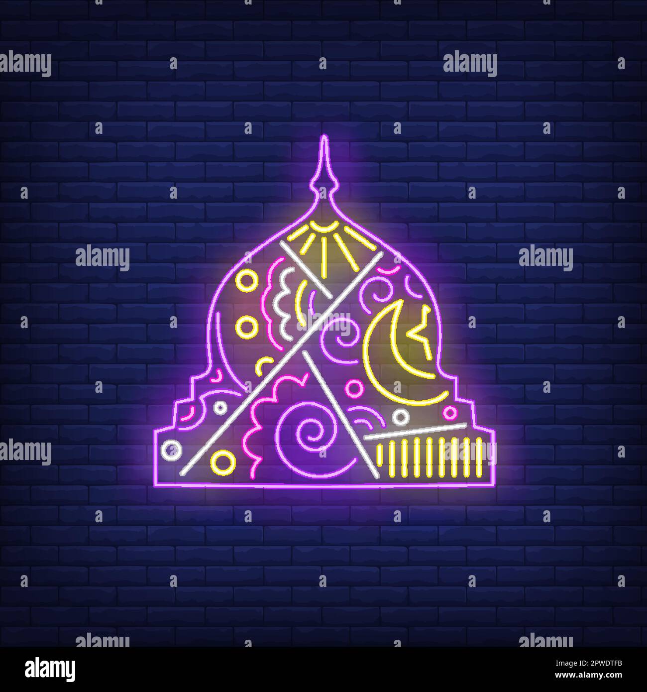 Decorated mosque dome neon sign Stock Vector Image & Art - Alamy