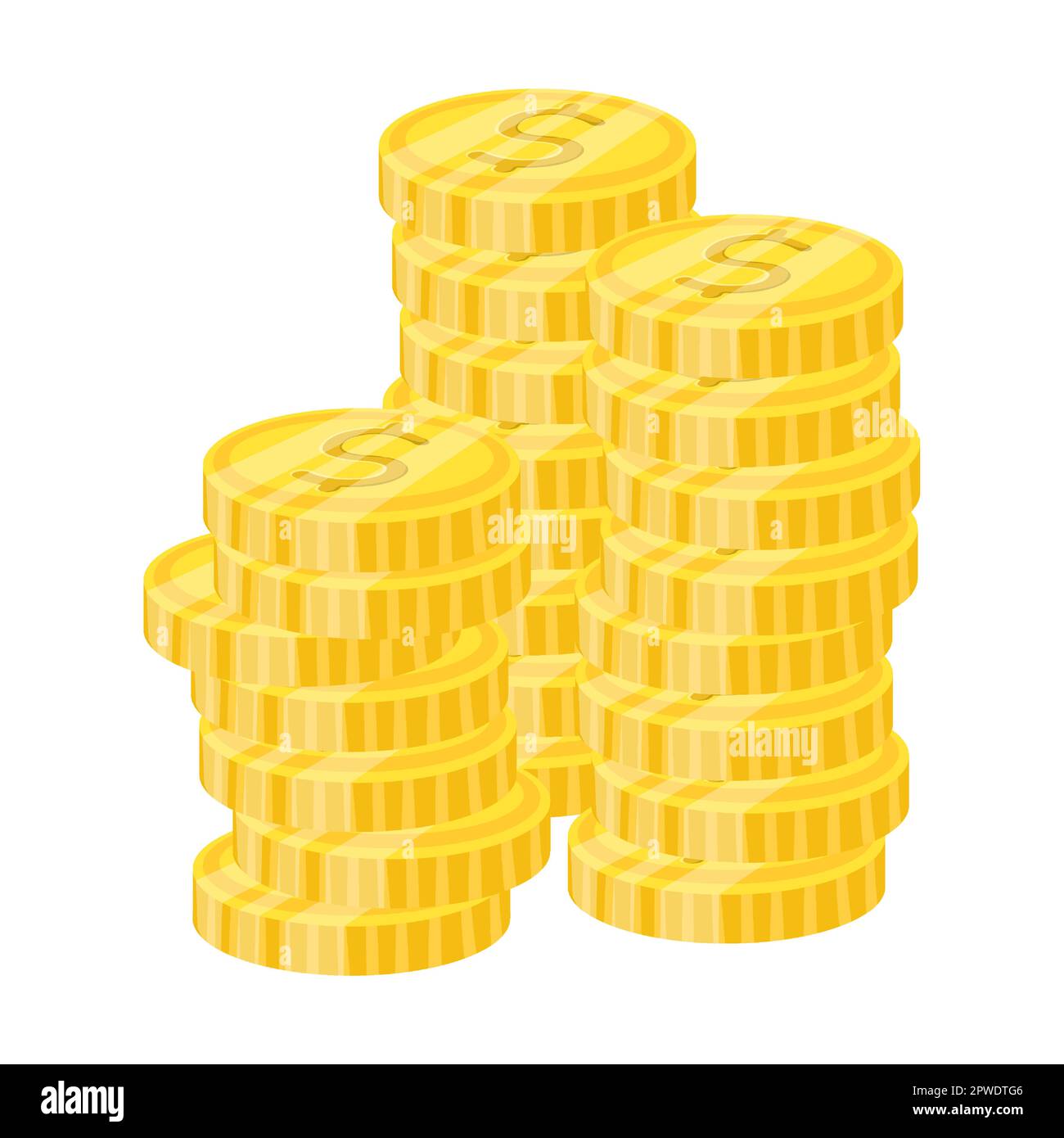 stack of Gold coins cartoon illustration. Heap of cash, pile of green ...