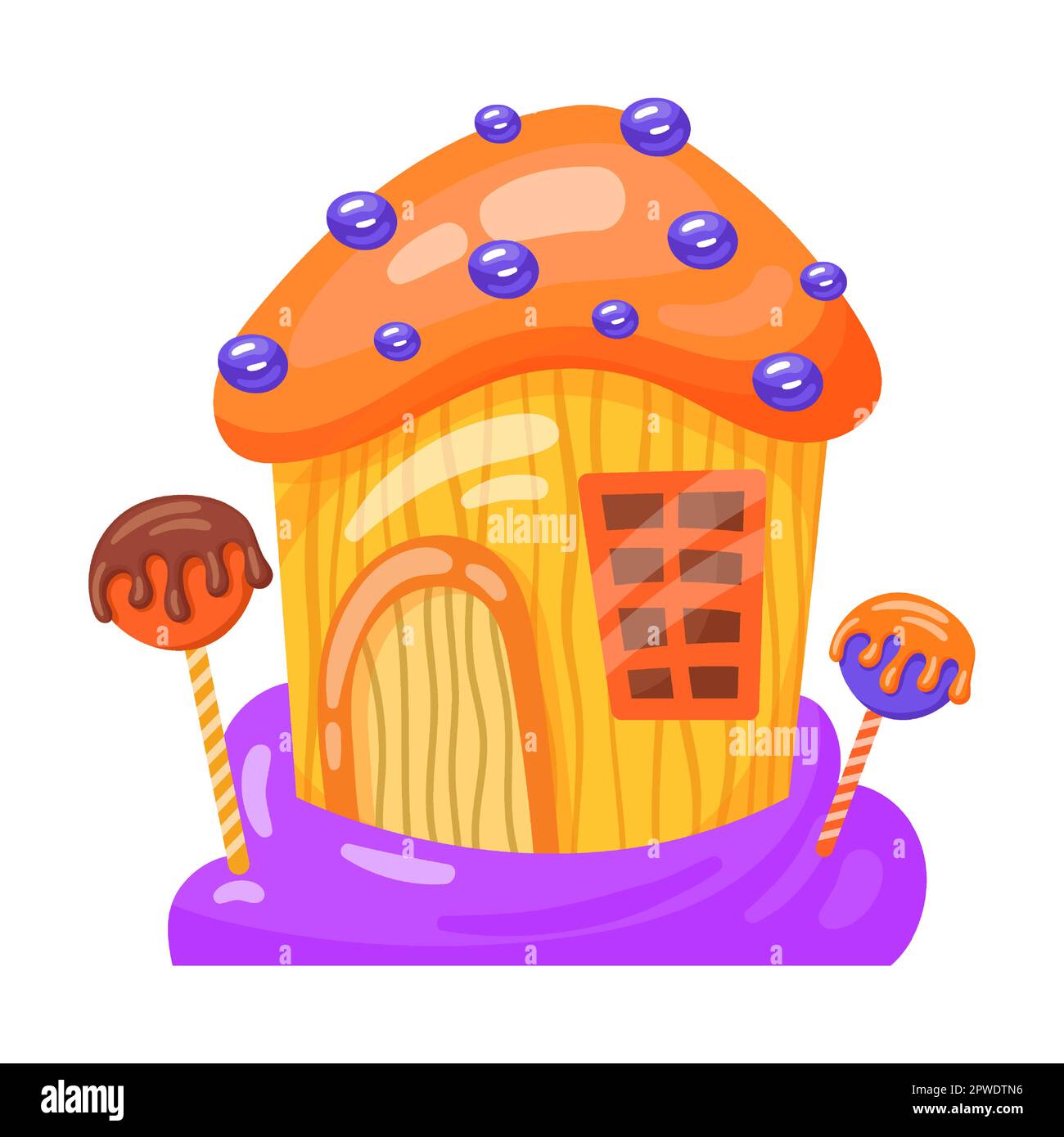Candie in shape of tree or house vector illustration. Fantasy land ...