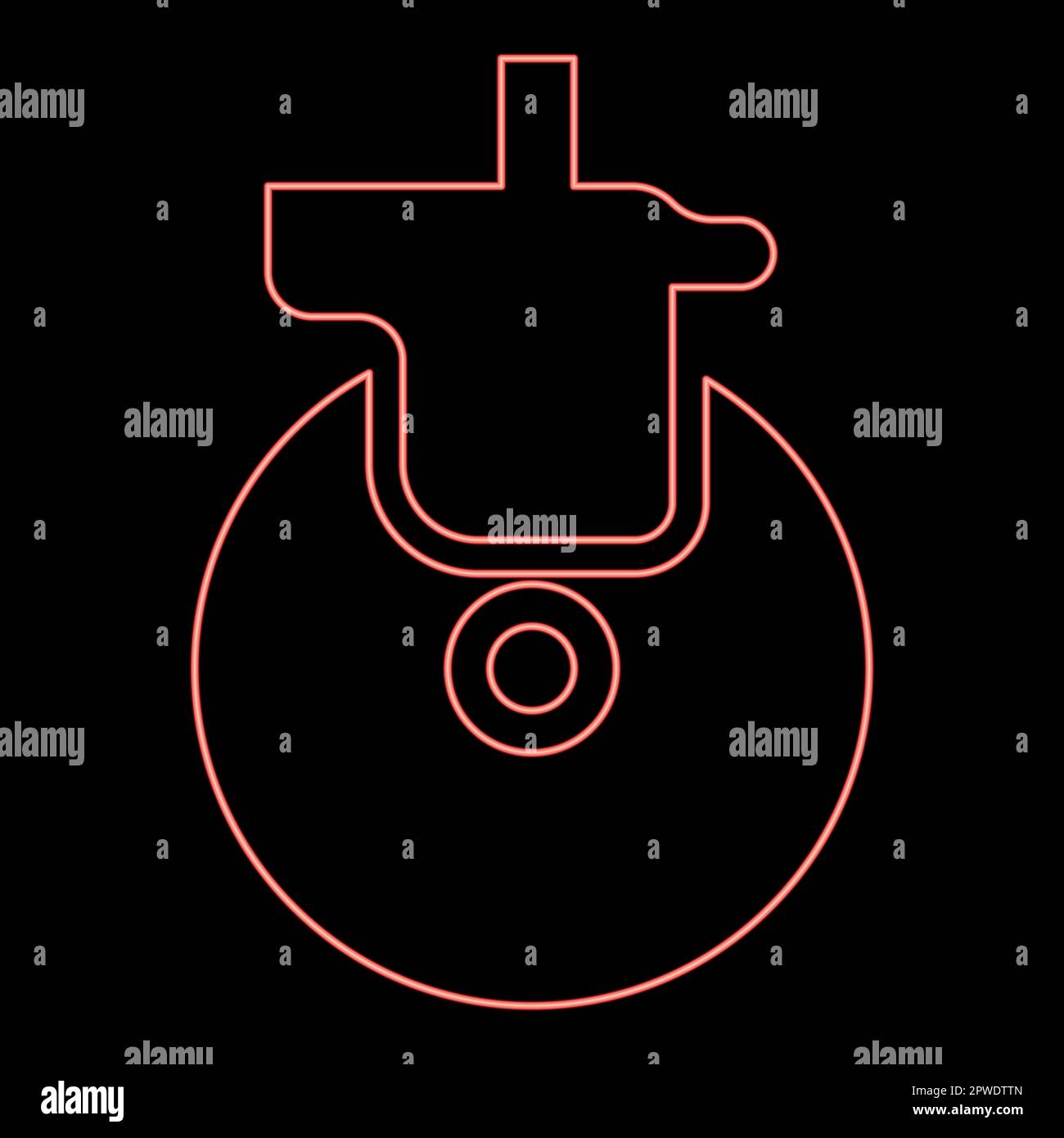 Neon wheel for furniture caster swivel red color vector illustration ...