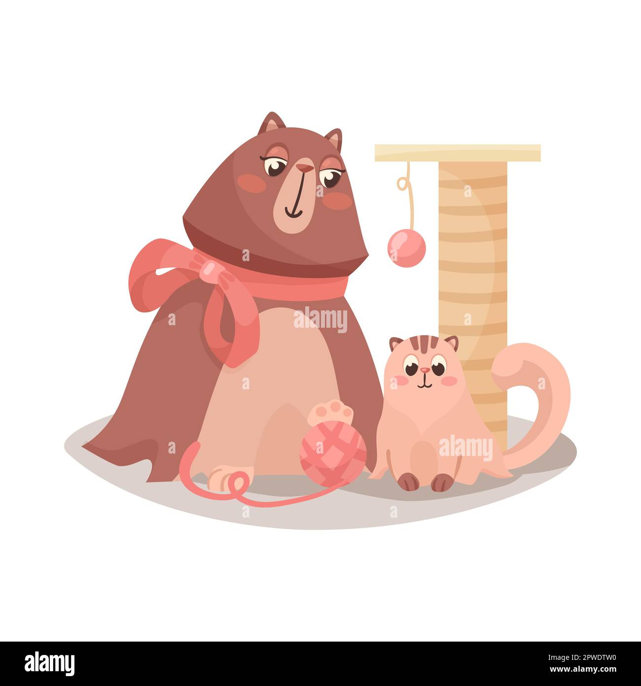 Baby kitten and cat mom cartoon illustration Stock Vector Image & Art ...