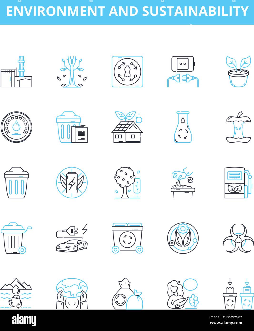 Environment and sustainability vector line icons set. Environment ...