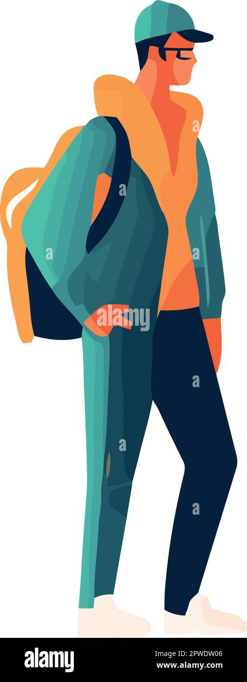 Muscular man walking with backpack Stock Vector Image & Art - Alamy