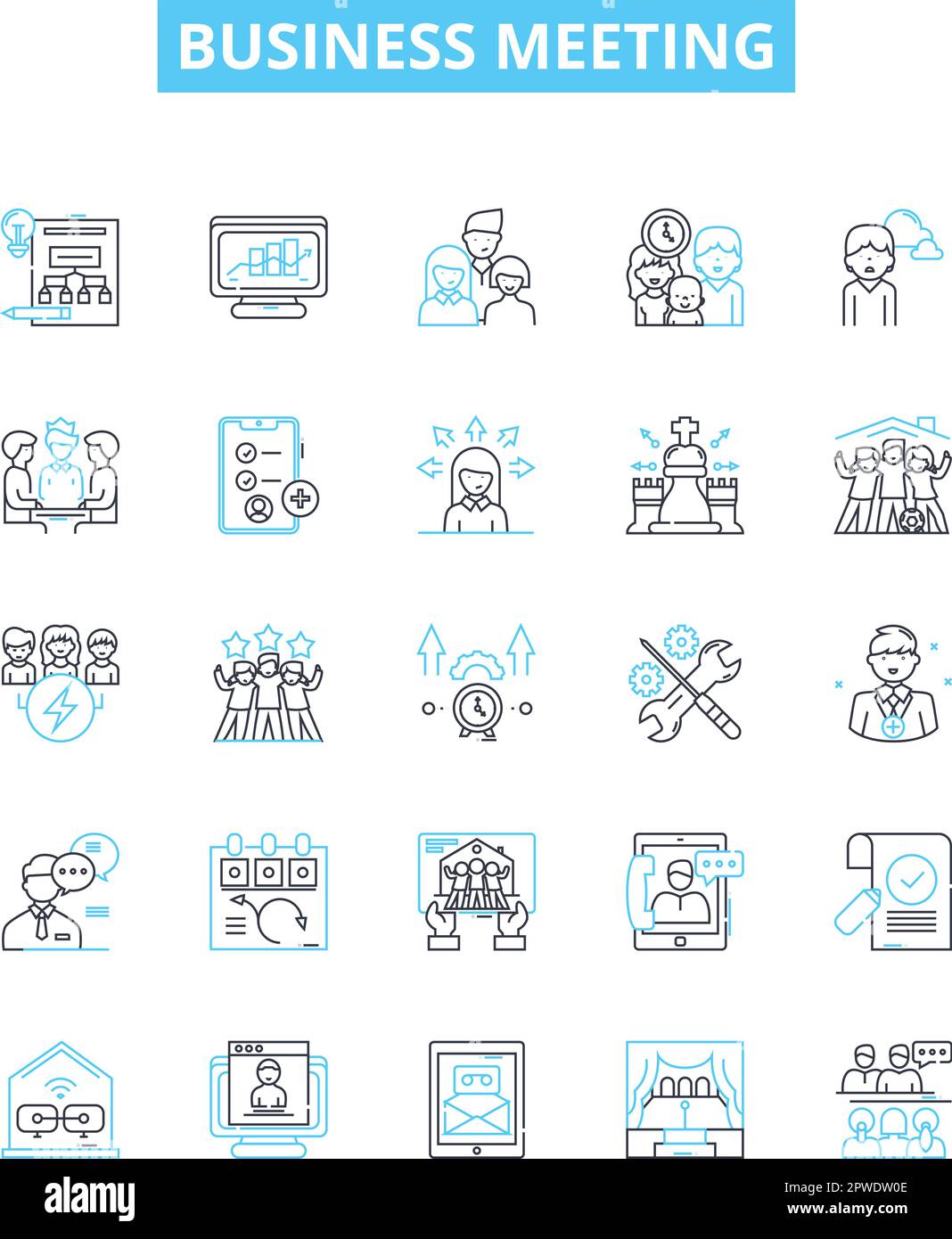 Business meeting vector line icons set. Business, Meeting, Conference ...