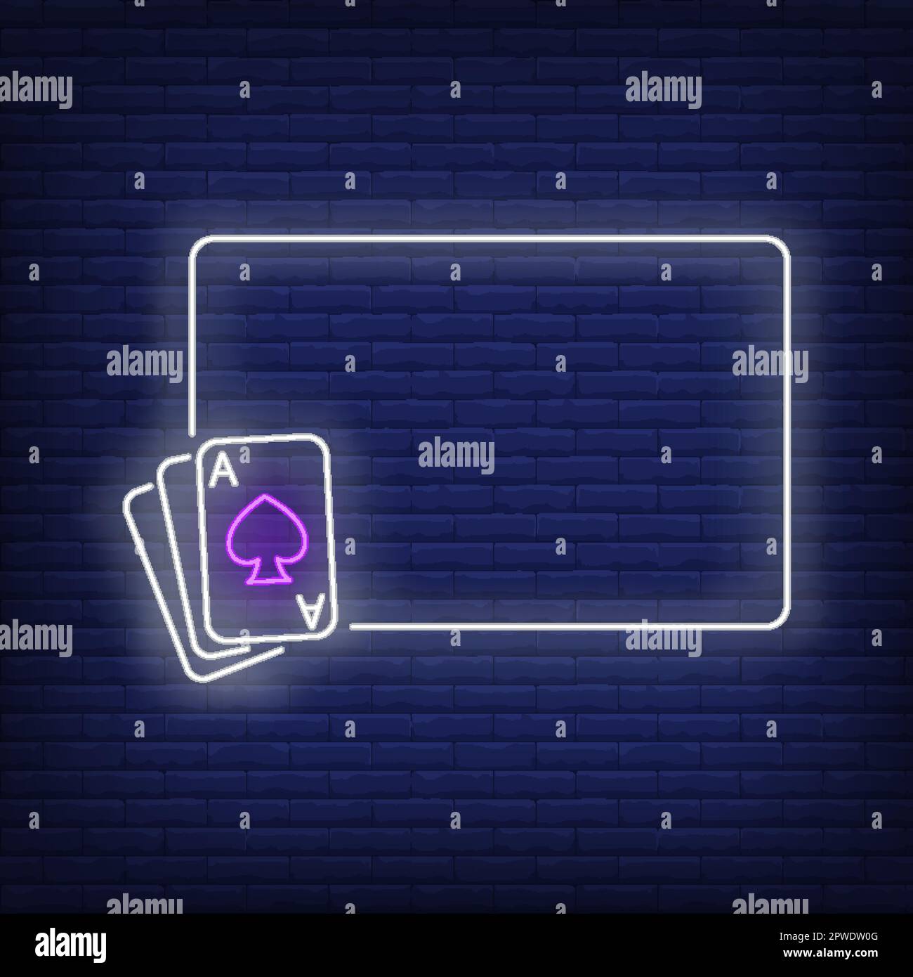 White glowing frame neon sign. Ace cards Stock Vector Image & Art - Alamy