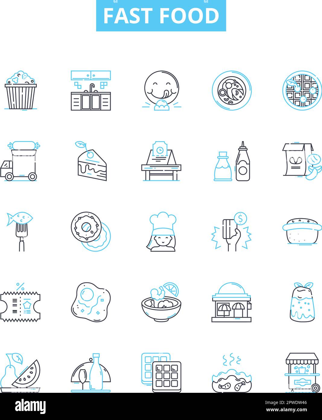 Fast food vector line icons set. Fast-food, Junk-food, Drive-thru ...