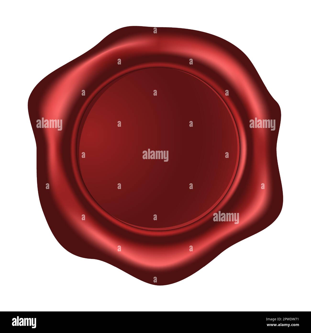 Round Burgundy Antique Wax Stamp In Shape On White Background Cartoon Vector Illustration Old