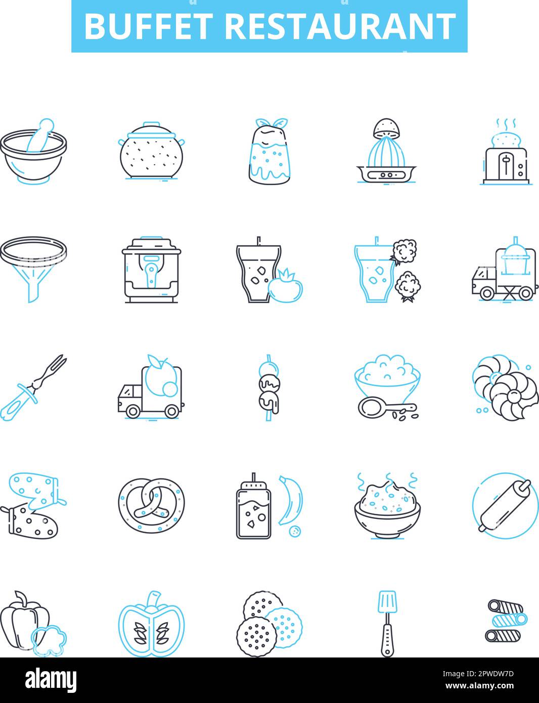 Buffet restaurant vector line icons set. Buffet, Restaurant, Food ...