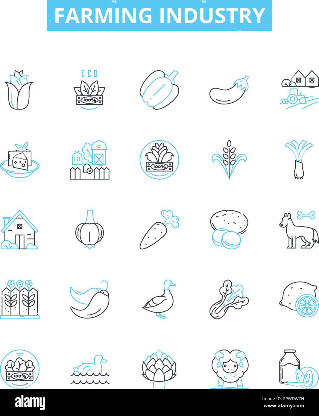 Farming industry vector line icons set. Agriculture, Crops, Livestock ... Farming industry vector line icons set. Agriculture, Crops, Livestock ...